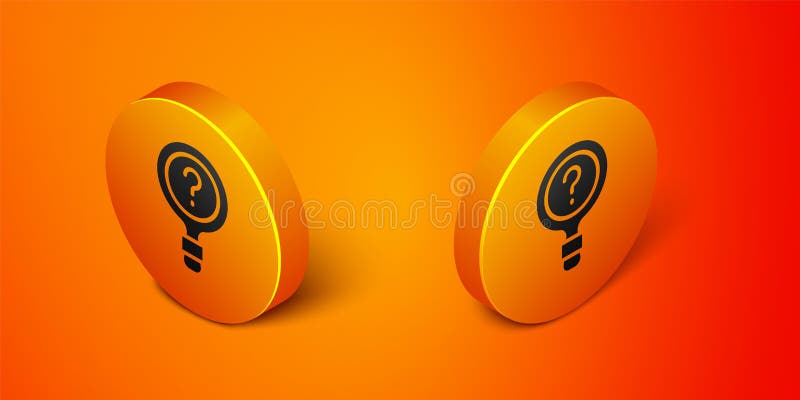 Isometric Unknown Search Icon Isolated on Orange Background. Magnifying ...