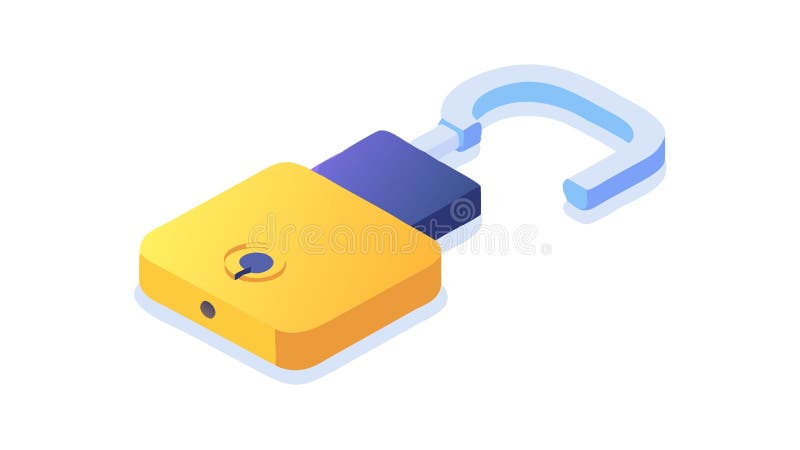 Isometric Unlocked Padlock Icon for Open Access, Vector Design ...
