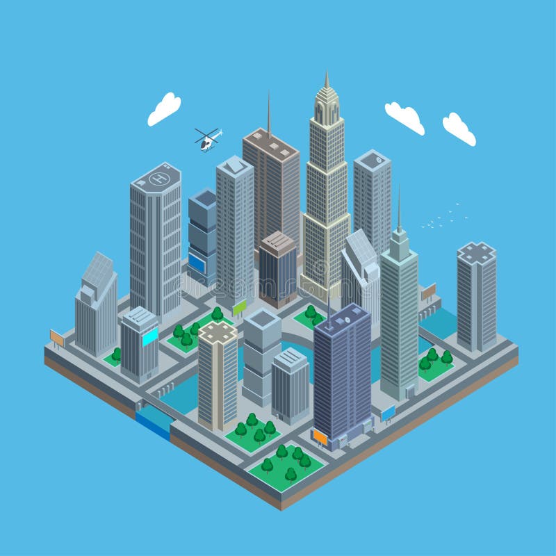 Isometric urban city map stock vector. Illustration of design - 51710594