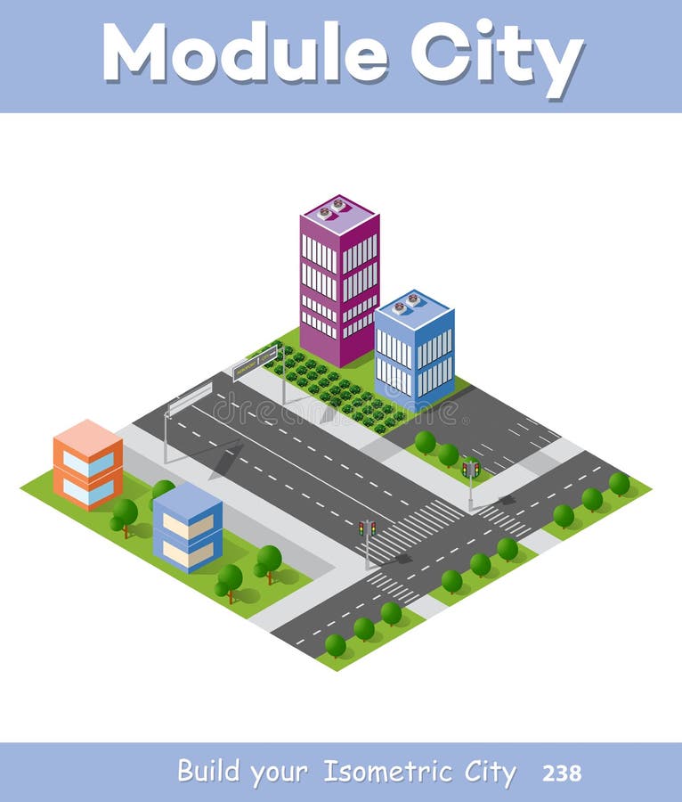 Urban Isometric skyscraper stock illustration. Illustration of graphic ...