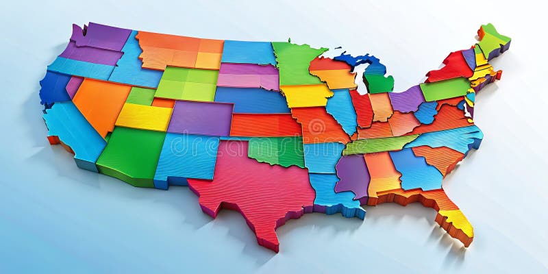 Isometric 50 US States Map Vibrant Detailed and Engaging Visual ...