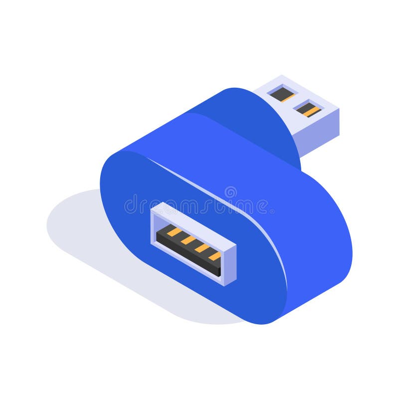 Isometric USB Connector Icon, Representing Data Transfer, Connectivity ...