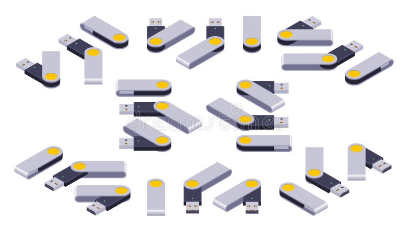 Isometric USB flash-drive stock vector. Illustration of play - 54483888