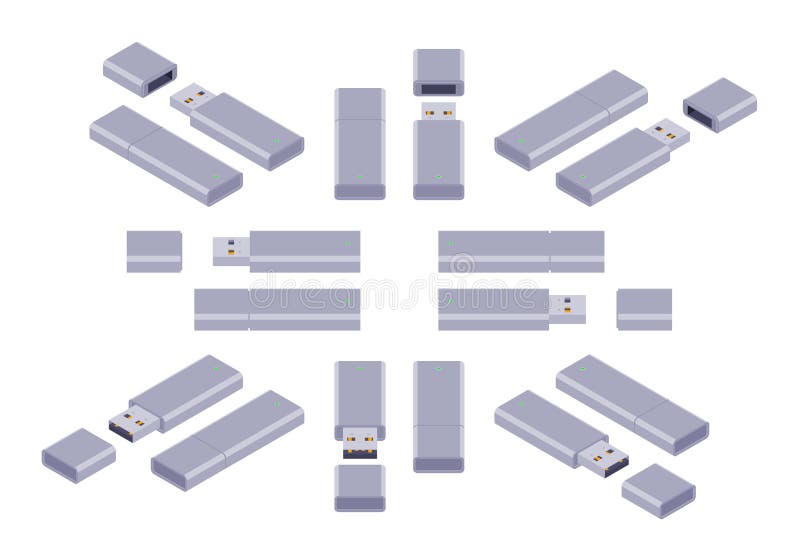 Isometric USB flash-drive stock vector. Illustration of metal - 54483891