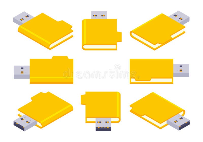 Isometric USB flash-drive stock vector. Illustration of object - 54453237