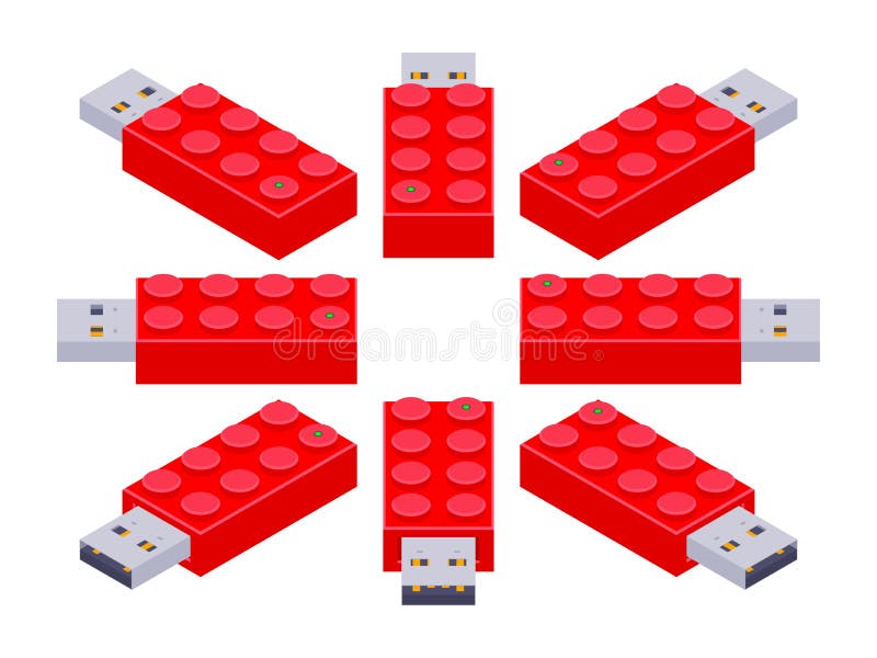 Isometric USB Flash-drive in a Shape of the Stock Vector - Illustration ...