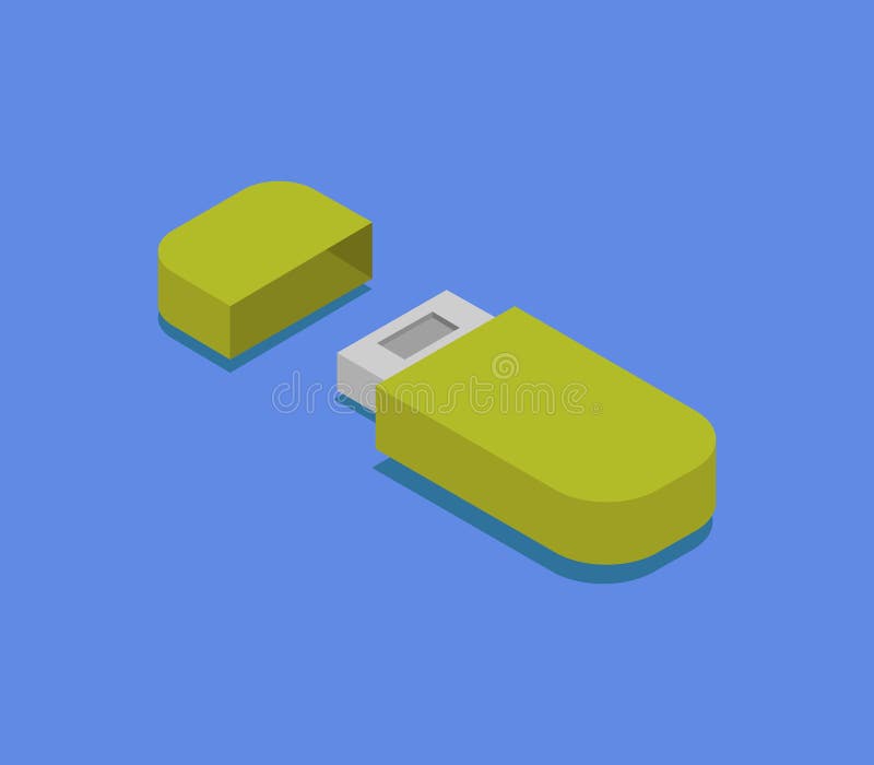 Isometric Usb Icon Illustrated in Vector on White Background Stock ...