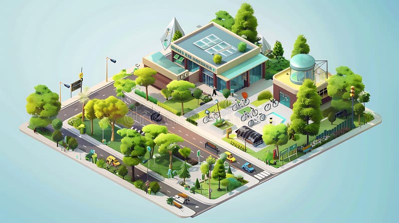 Isometric Design of a Green Community Center with Bike-friendly ...