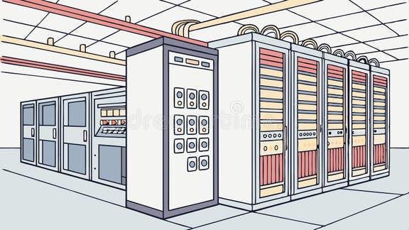 Server Room Isometric View, Data Center, Network Infrastructure, Technology Facility Vector ...