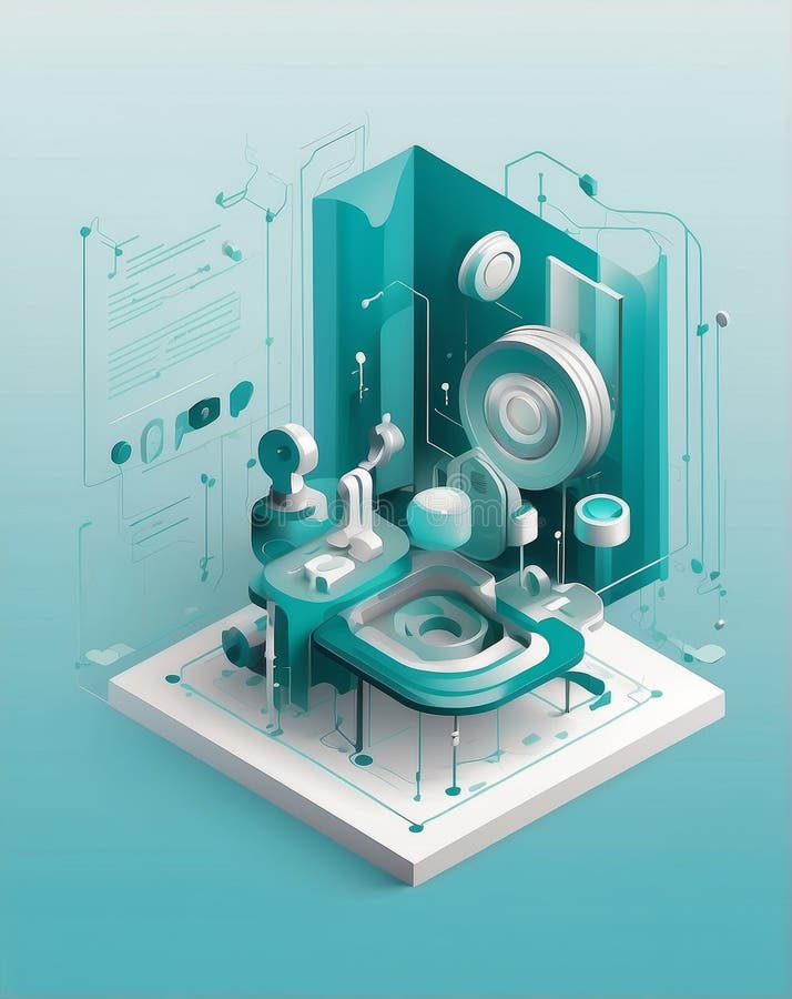 Isometric Vector Flowchart with Gears and Checkmarks for Process ...