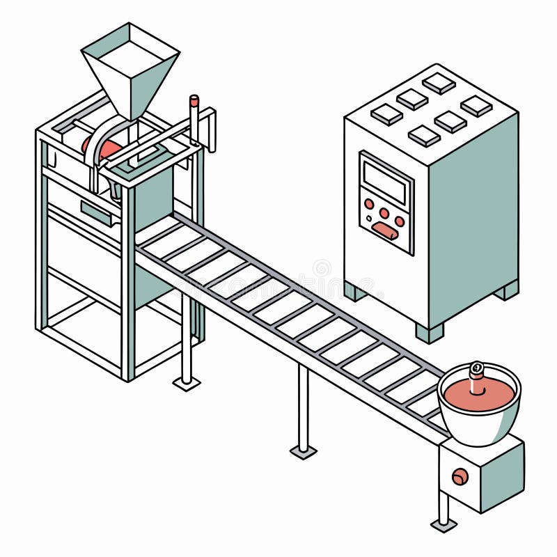 Isometric Vector of Food Production Factory Machine with Conveyor Belt ...
