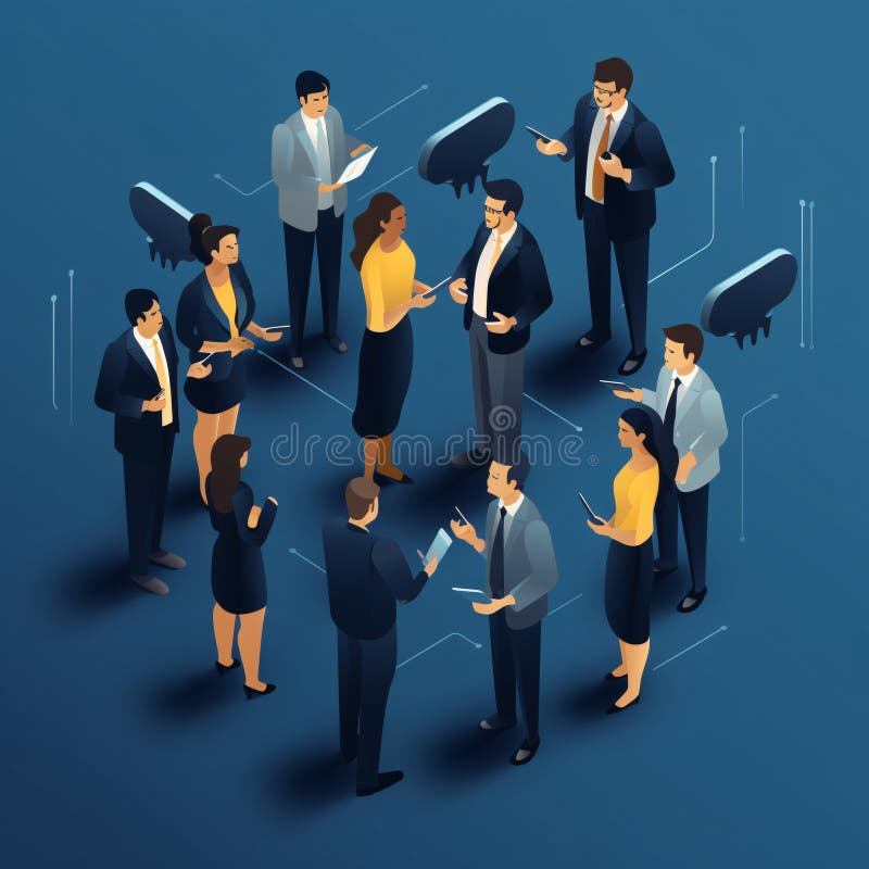 Isometric Vector Graphic of Group of People Talking Stock Illustration ...