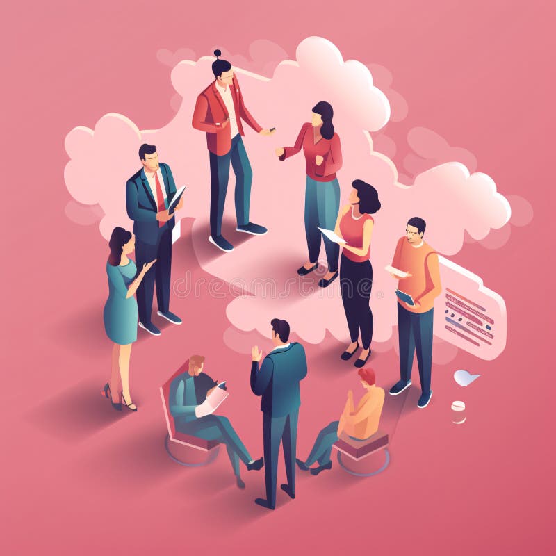Isometric Vector Graphic of Group of People Talking Stock Illustration ...