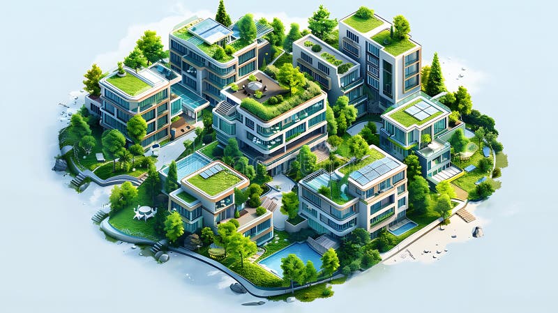 Isometric of a Green Residential Complex with Eco-friendly Materials ...