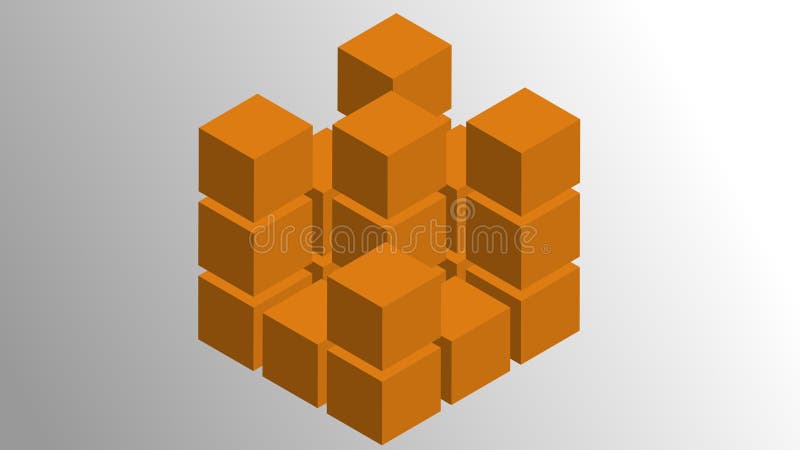 Isometric Vector Illustration of an Array of 27 Cubes Stock Vector ...
