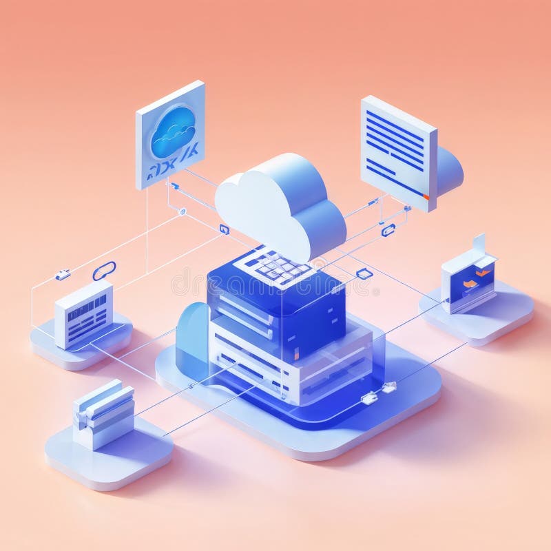 Isometric Vector Illustration of Data Center, Cloud Computing, Storage ...
