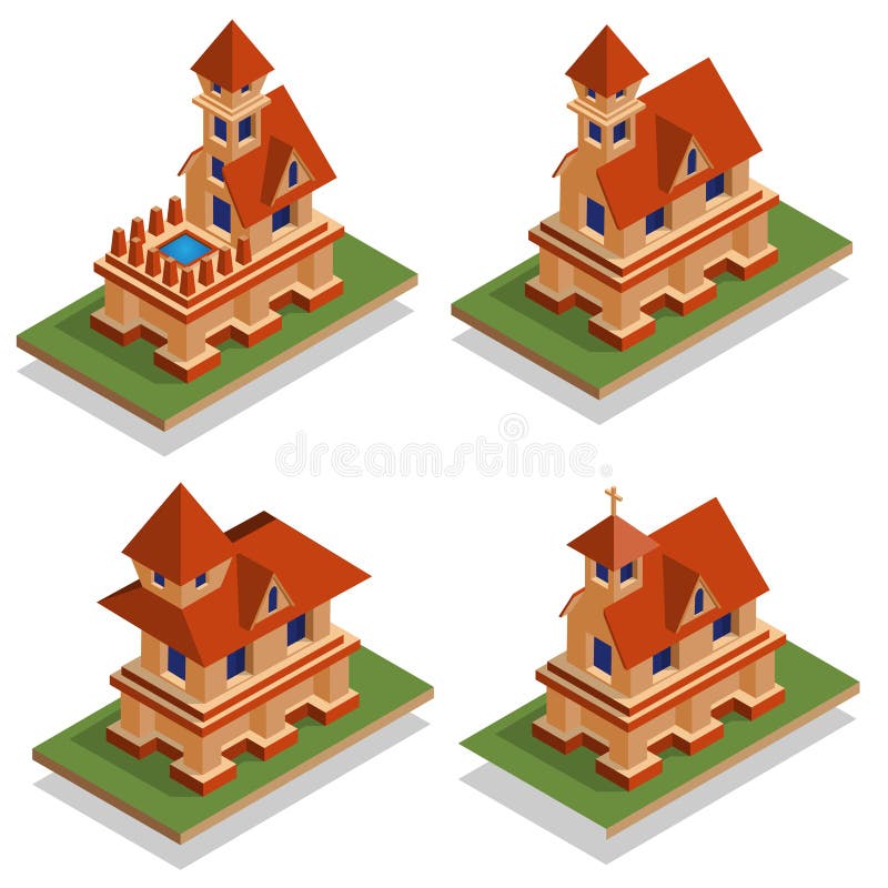 A set of medieval houses. stock vector. Illustration of historical ...