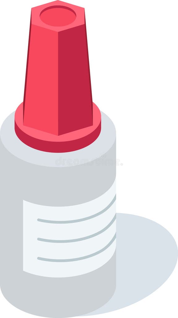Isometric Vector Illustration of a Glue Bottle Featuring a Red ...