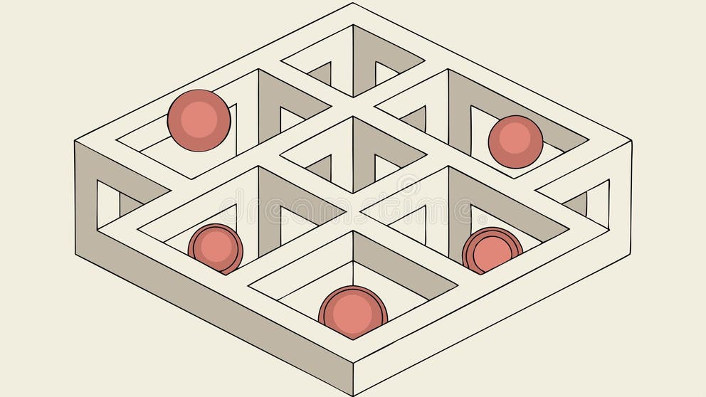 Isometric Maze with Balls, Problem Solving and Challenge, Vector Design Generative AI Stock ...