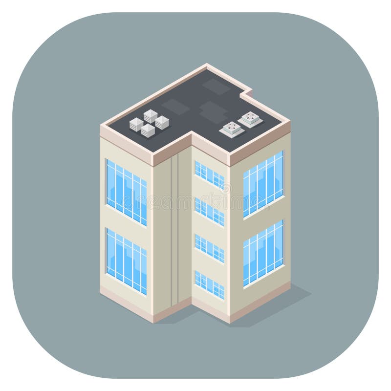Isometric Vector Illustration Office Building Flat Icon Design. Stock ...