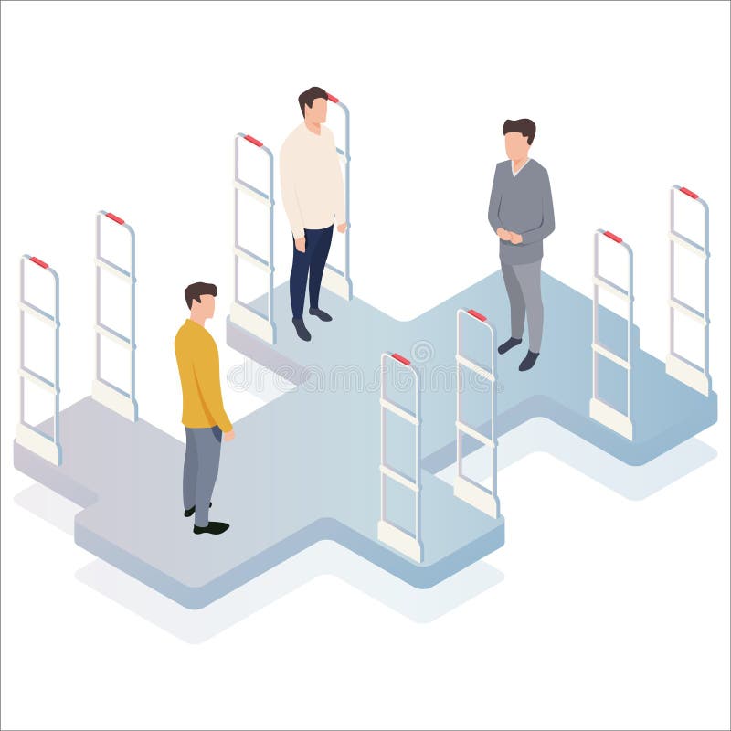 People Go through Anti-theft Sensor Gates. Security System Detect ...