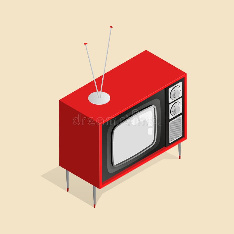 Isometric Vector Illustration of Retro TV. Stock Vector - Illustration ...