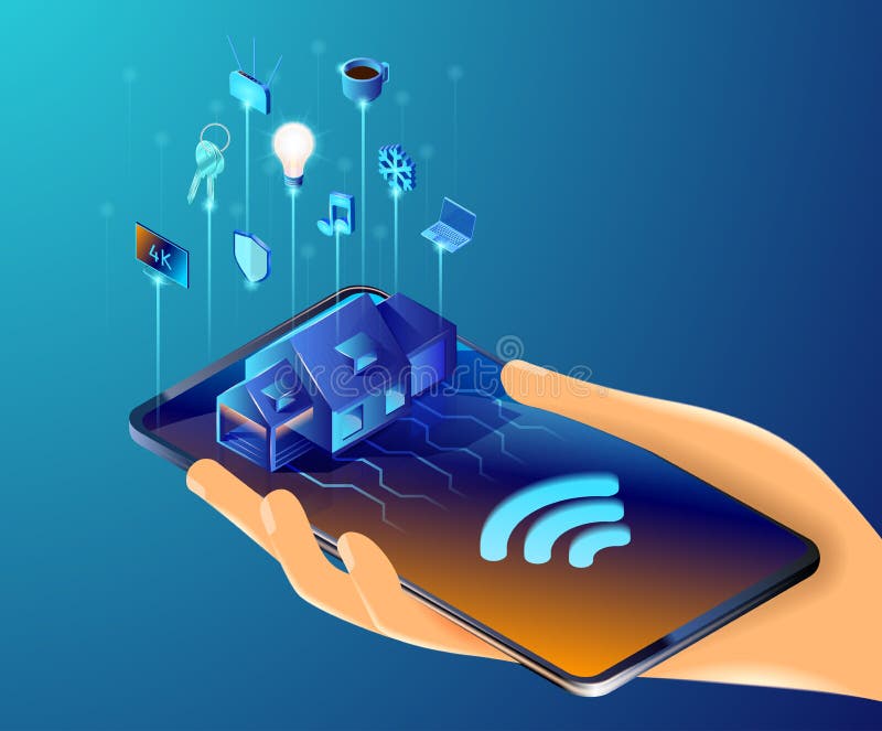 Smart House Concept. Circuit Home and CPU. Vector Illustration Stock ...