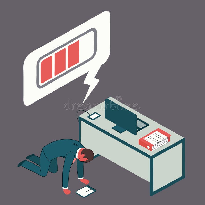 Isometric Vector Illustration of a Tired Office Worker on the Floor ...