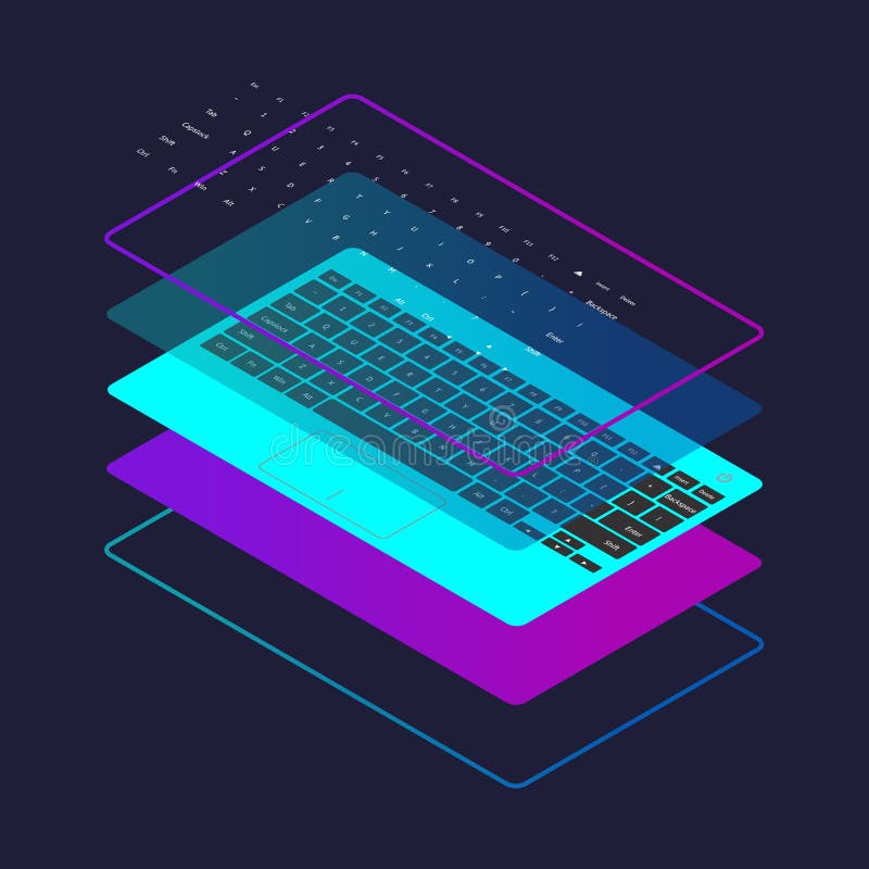 Isometric Vector Keyboards on the Blue Background Stock Vector ...