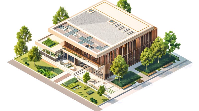 Isometric of a LEED-certified Library with Sustainable Building ...