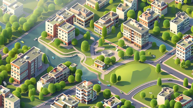 Isometric of a New Real Estate Development with Residential Buildings ...
