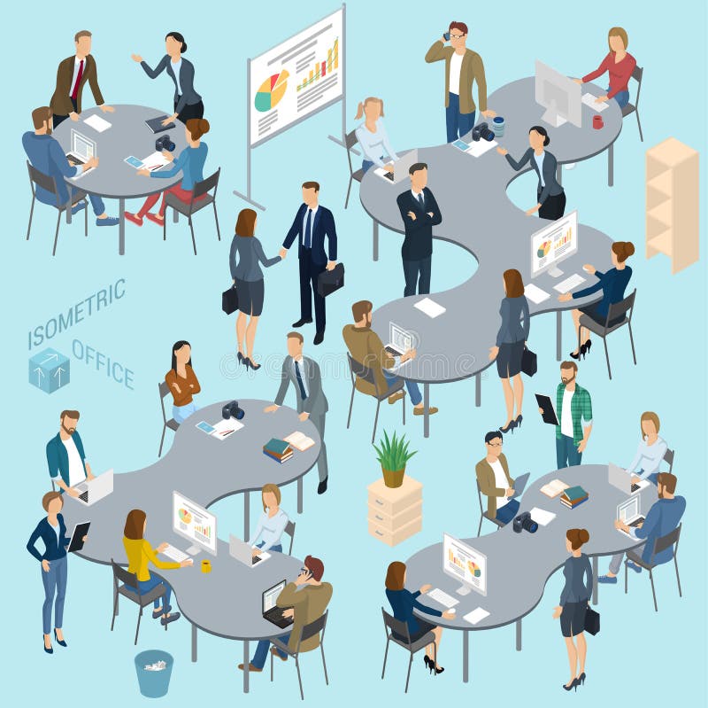 Isometric vector office. stock vector. Illustration of occupation ...