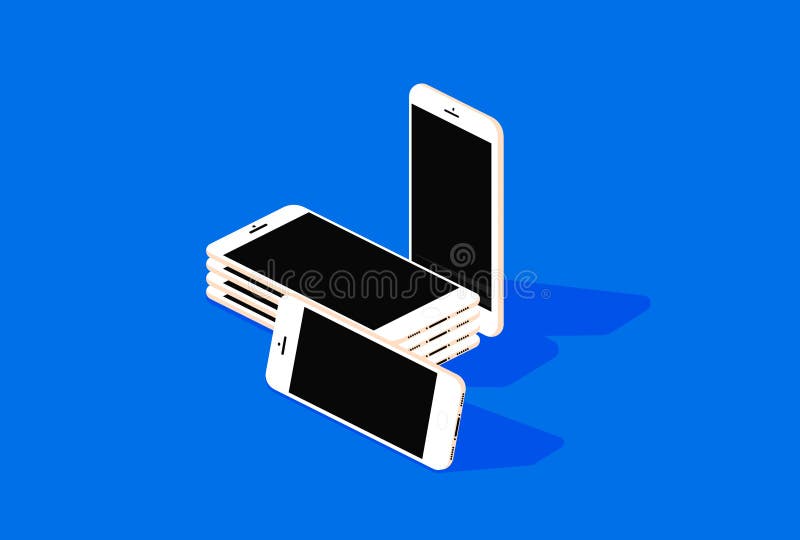 Vector Phones Mockup on Blue Background Stock Vector - Illustration of phone, device: 115572498