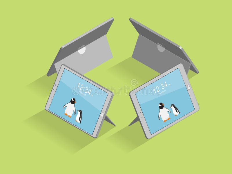 Isometric Penguin Tablet Stand Vector Stock Vector - Illustration of ...