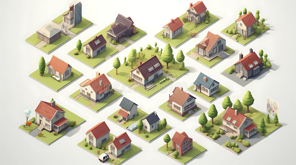 Isometric Vector Set Featuring Elements for Designing Realistic Homes ...