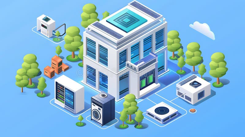 Isometric of a Smart Residential Building with Energy-efficient ...