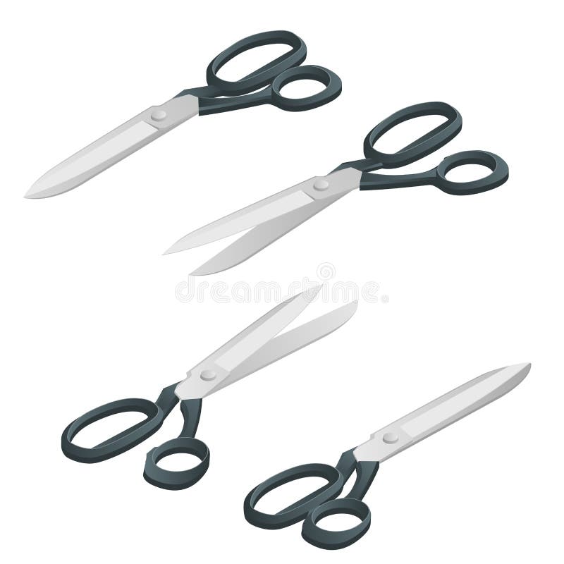 Isometric Vector Tailor Scissors Isolated on White. Scissors for ...