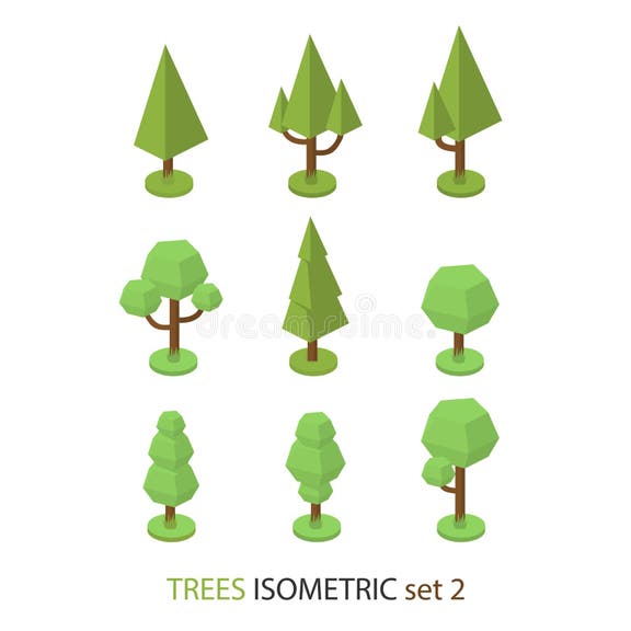 Isometric Vector Tree Set 2 Stock Vector - Illustration of landscape ...