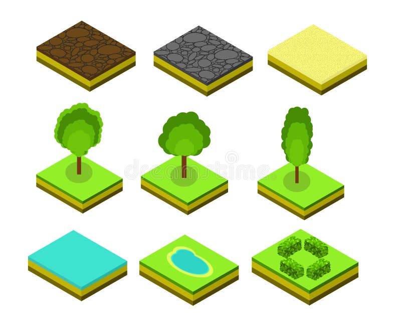 Isometric Vector Trees Elements Landscape Stock Illustrations – 675 ...