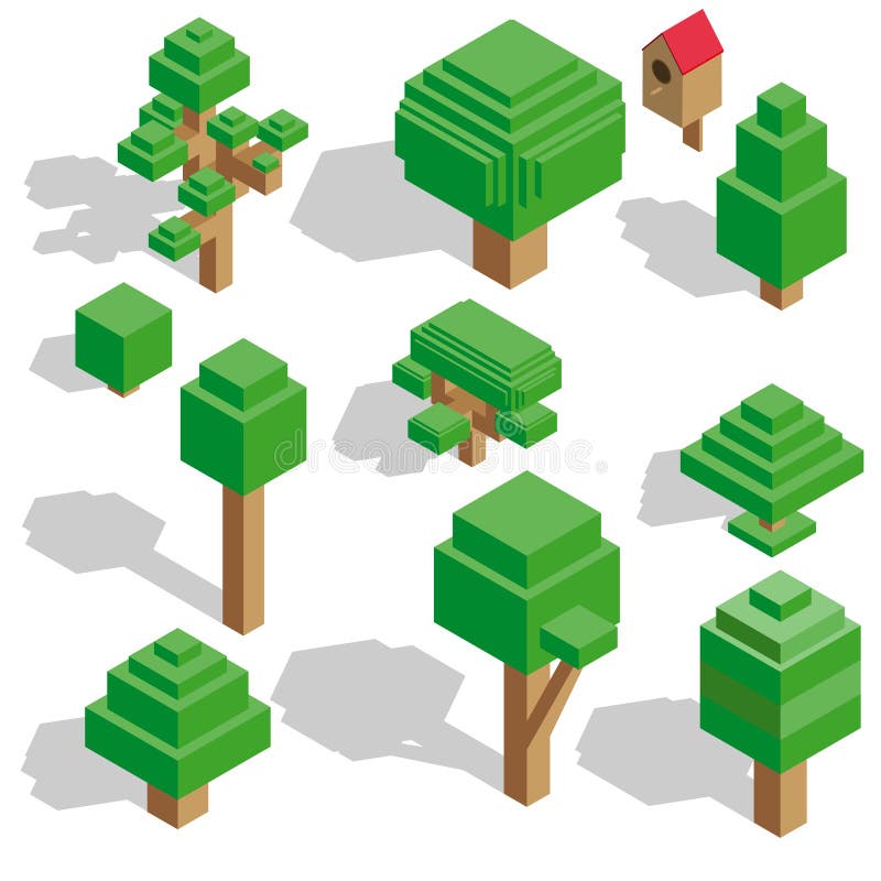 Isometric Trees Set for Forest, Park, City. Landscape Constructor Kit ...