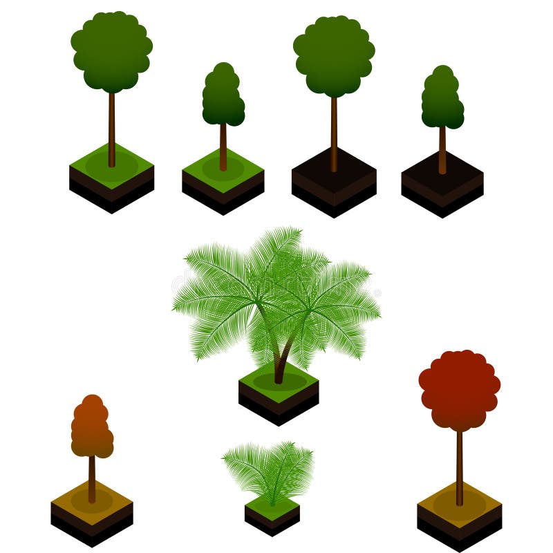 Isometric vector trees set stock vector. Illustration of autumn - 65683675