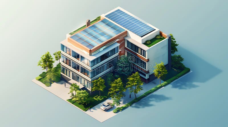Isometric of an Urban Building with Energy-efficient Solar Shading and ...