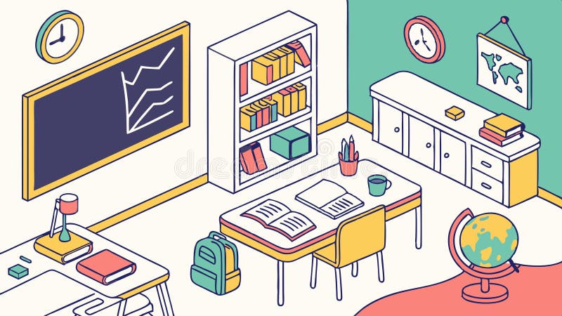 Classroom Interior Isometric View. School Classroom, Learning Space ...