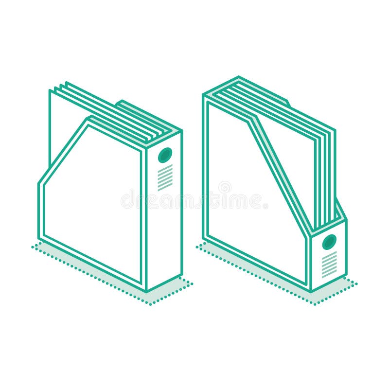 Isometric Vertical Paper Trays Isolated on White Background Stock ...