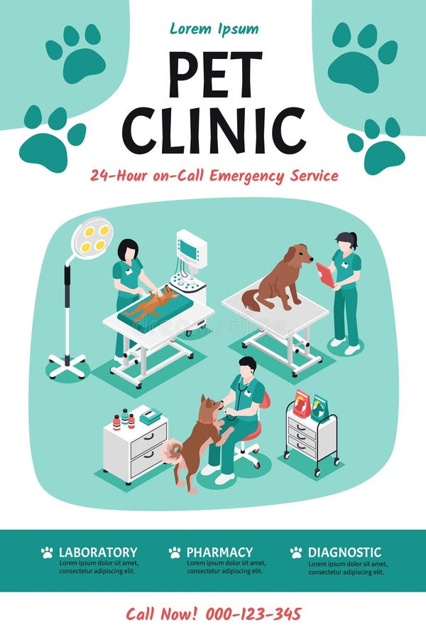 Isometric Veterinary Vertical Poster Stock Illustration - Illustration ...