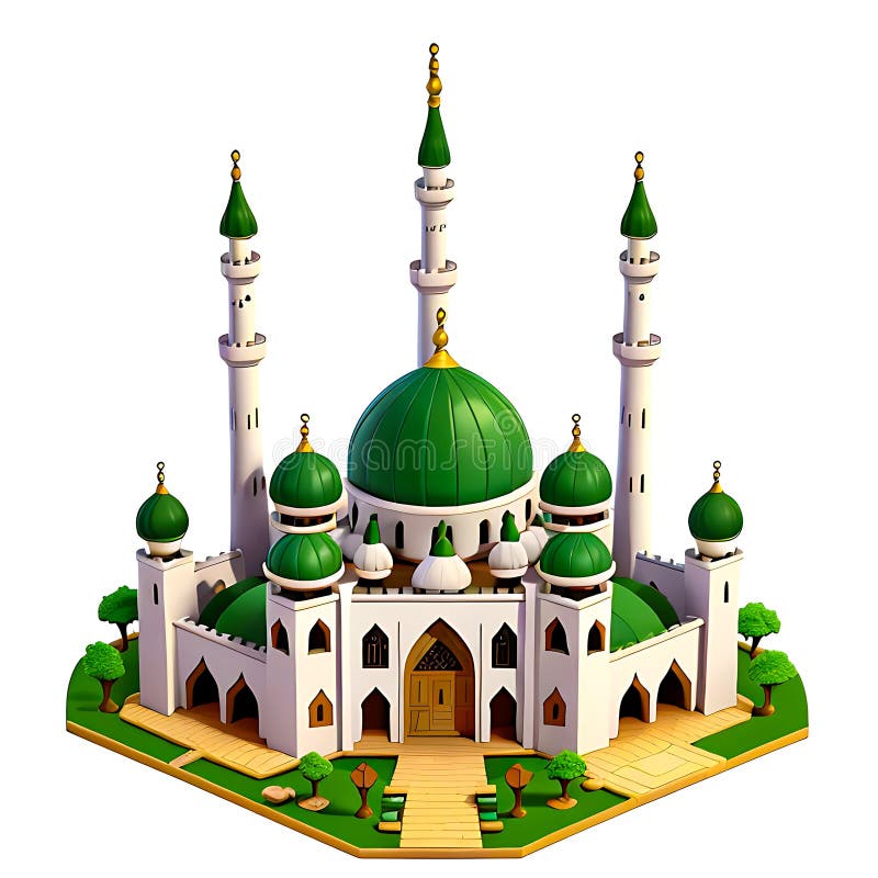 Isometric View of Arabic Model Mosque Illustration. Generative AI Stock ...