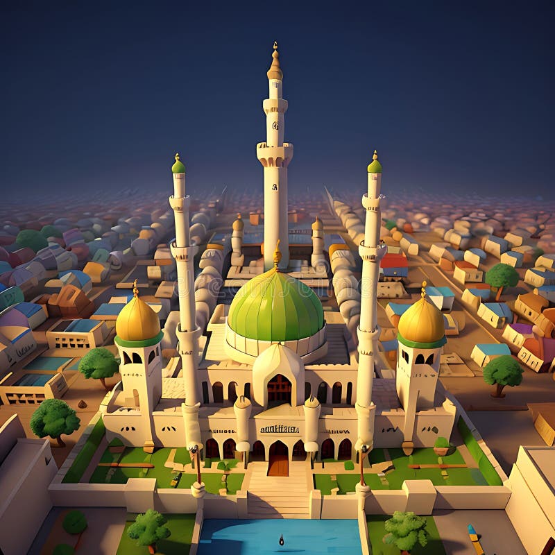 Isometric View of Arabic Model Mosque Illustration. Generative AI Stock ...