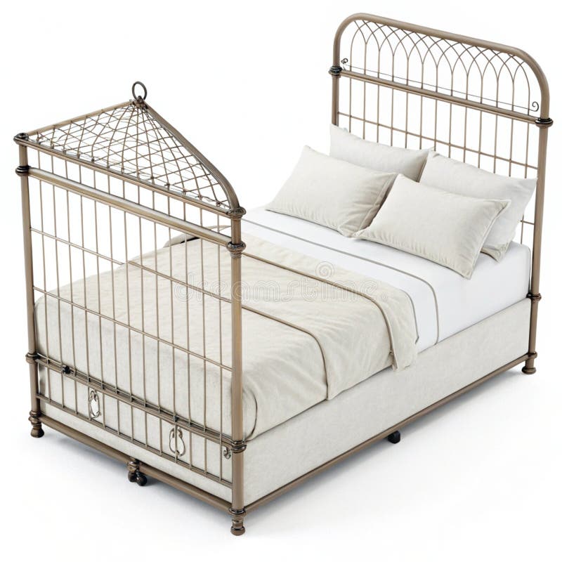 Isometric Bed with Cage Isolated on White Background Stock Illustration ...