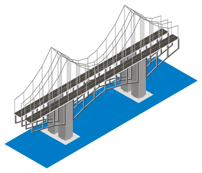 Isometric View of the Bridge Stock Illustration - Illustration of ...