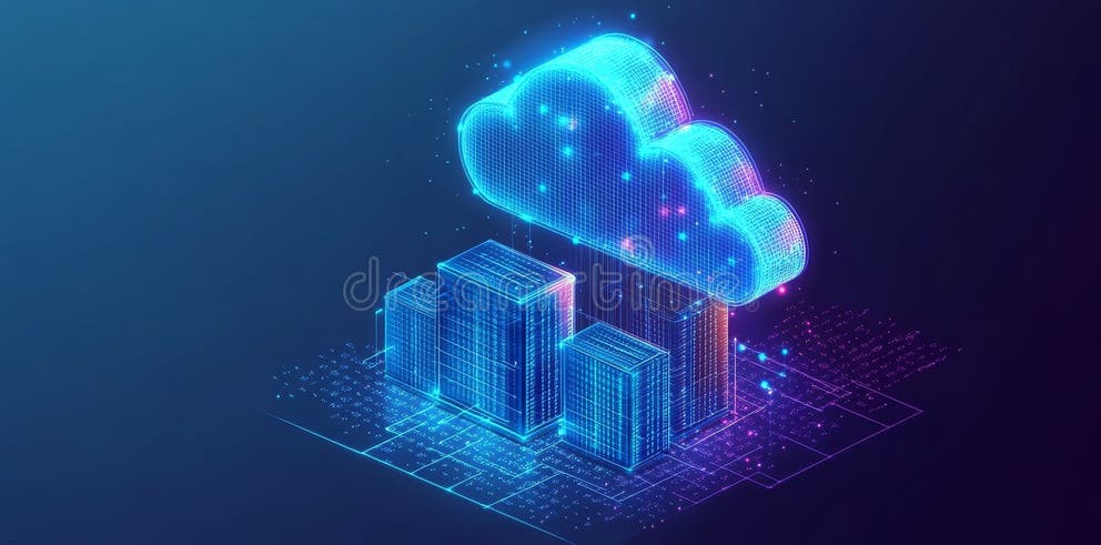 An Isometric View of a Centralized Data Hub, Displaying Interconnected ...